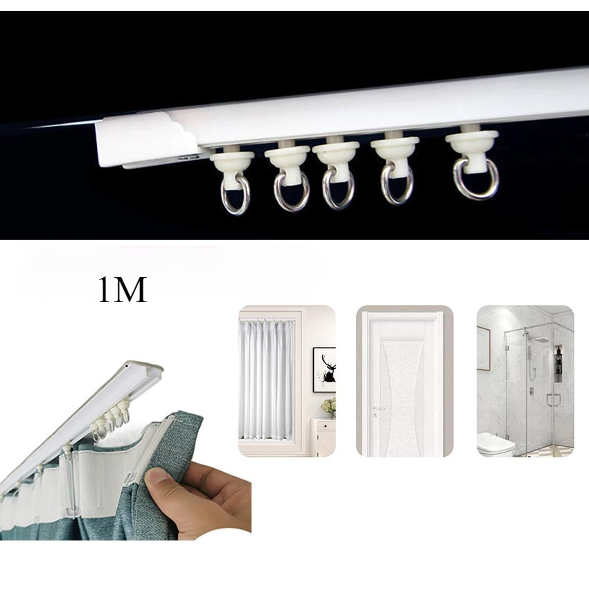 1m Adjustable Ceiling Curtain Track Punch Free Paste Slide Rail Self ...