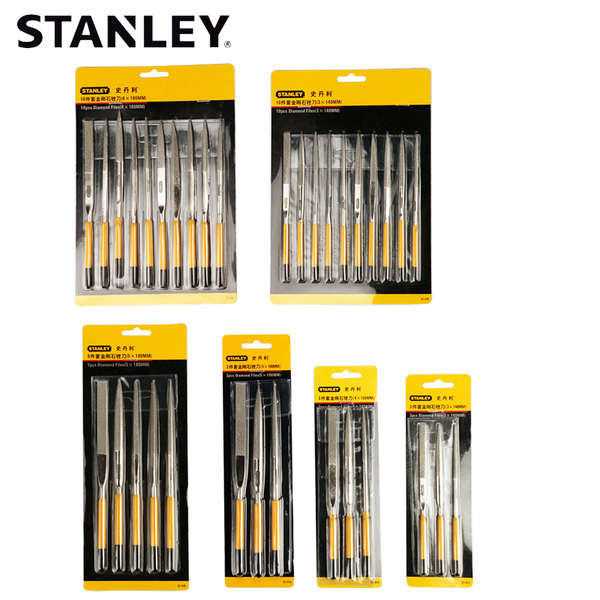 Stanley 3/5/10 Piece Set Diamond File Set Combination Flat File Round ...