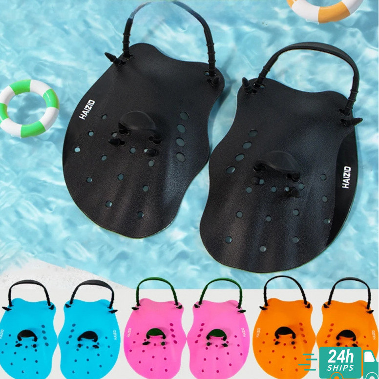 Swimming Paddles Training Adjustable Hand Webbed Gloves Pad Fins ...