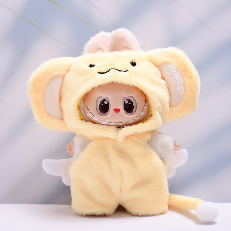17cm labubu doll Pendant labubu clothes Angel Lion Plush Suit labubu ...