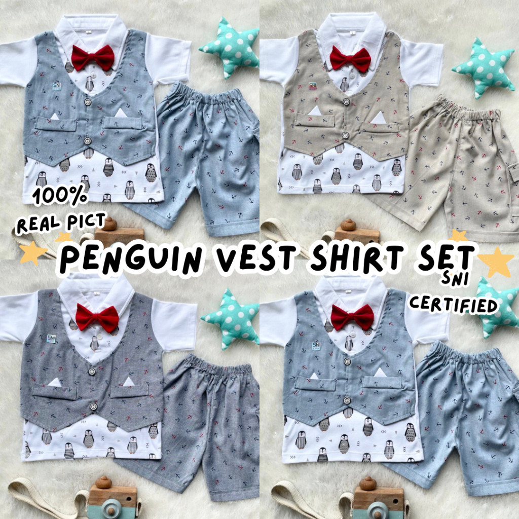 YANCSHOP baby vest suit 0 12 months newborn penguin vest tee set boy ...