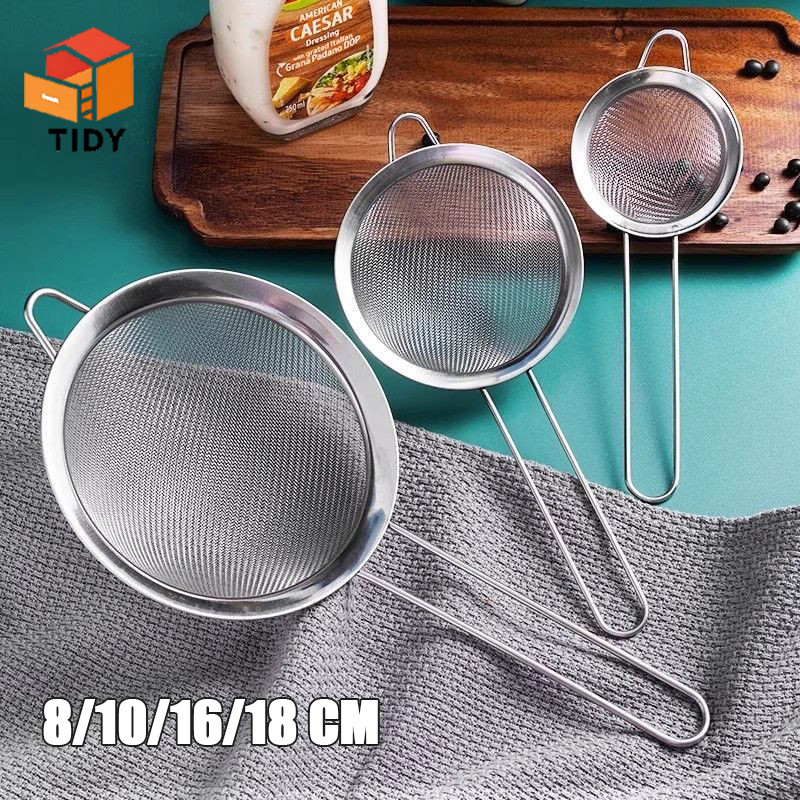 TIDY Kitchen Stainless Steel Mesh Spoon Sifter Sieve Filter With Long ...