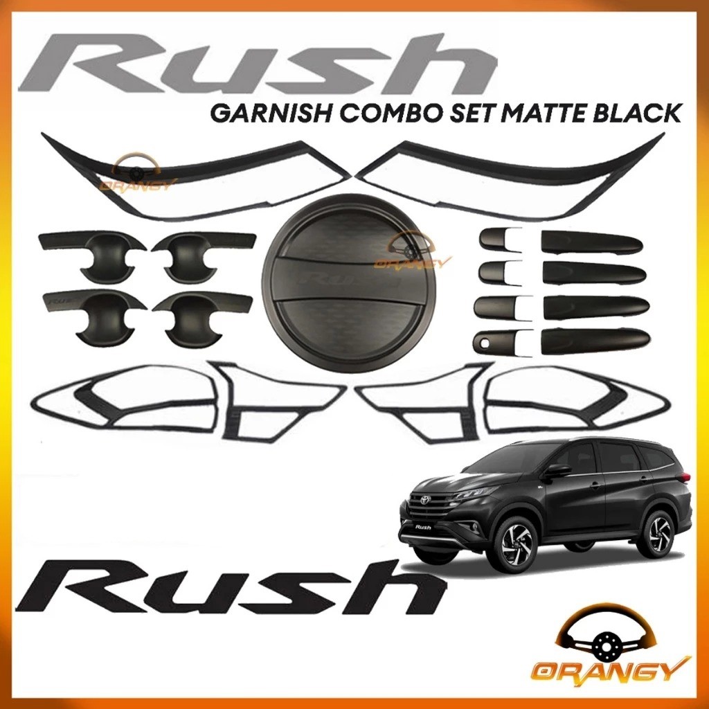 Toyota Rush 2018 to 2025 E VARIANT Garnish Combo set cover Matte Black ...