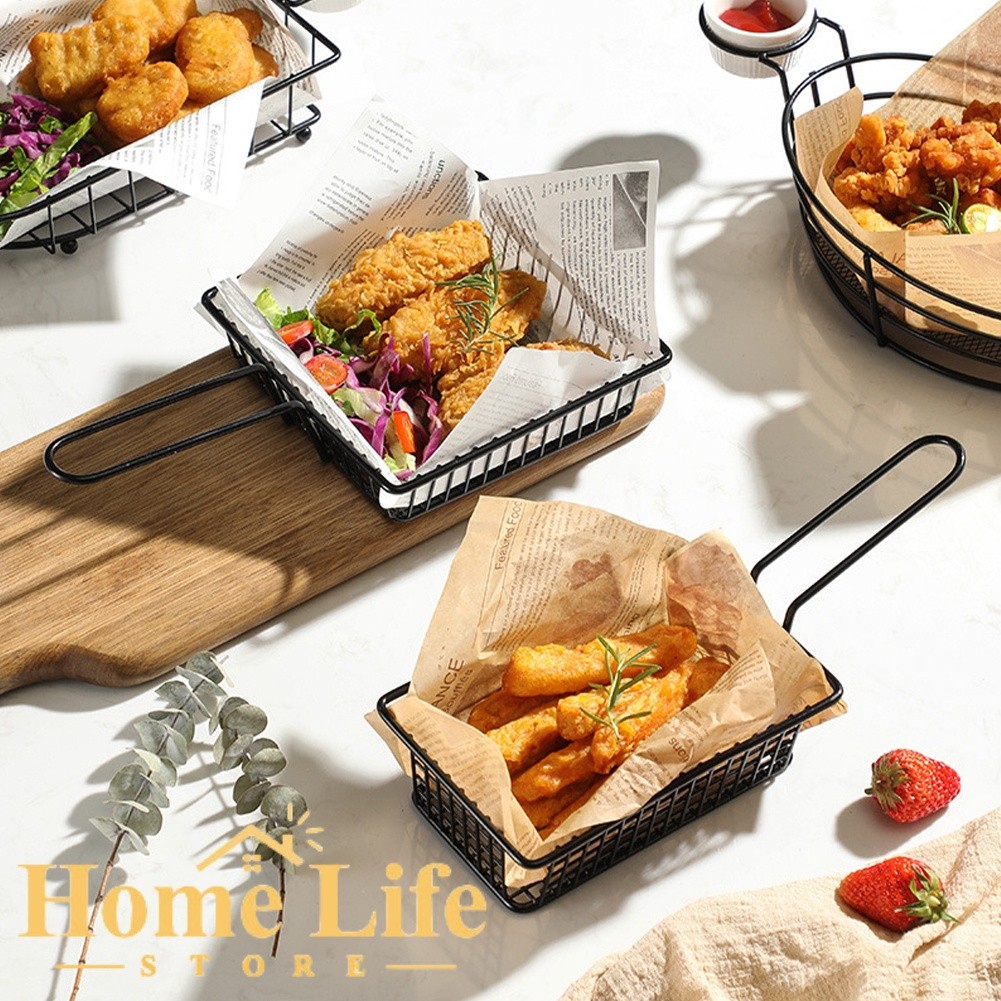 HL Stainless French Fries Stand Fast Food Basket Wire French Fry Tray ...