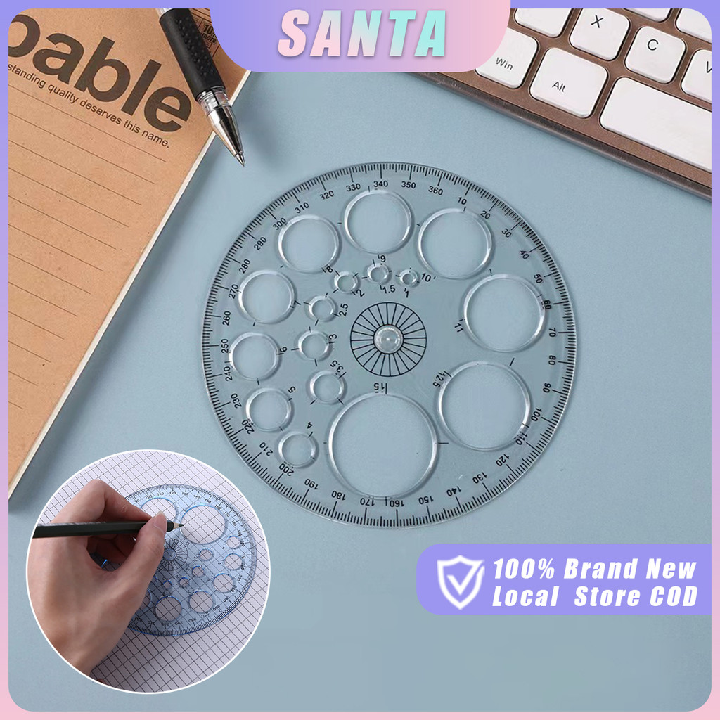 360 Degree Protractor All Round Ruler Template Plastic Circle Ruler ...