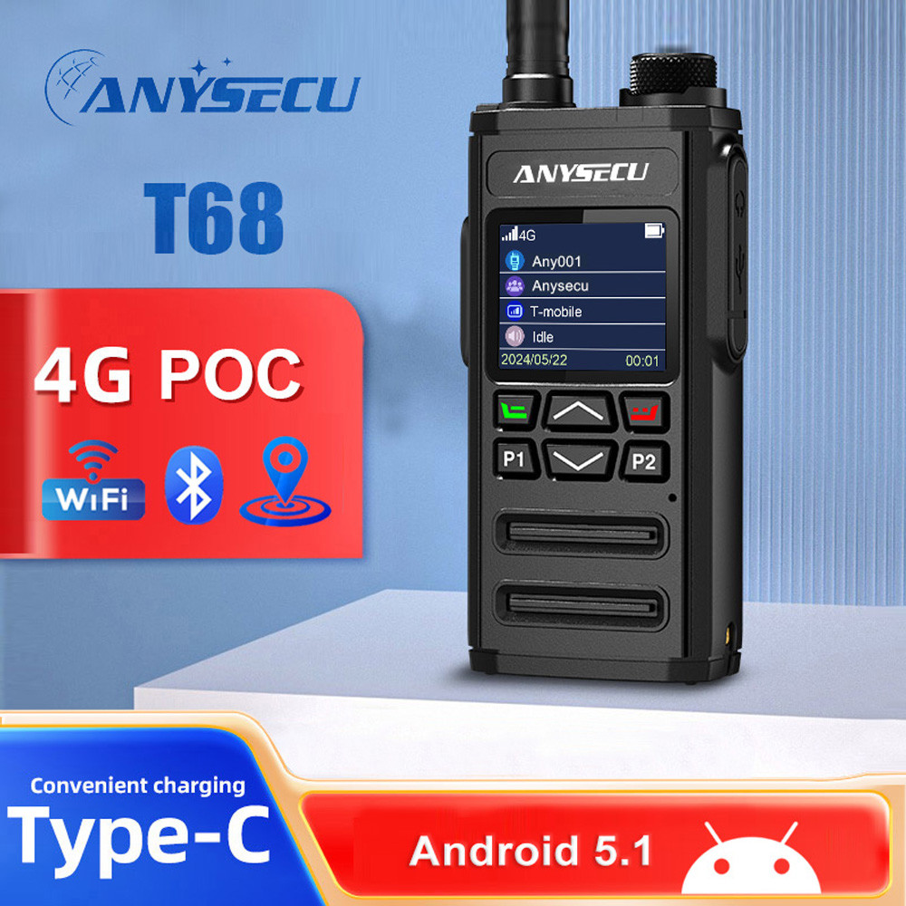 Anysecu 4G New T68 radio Android 5.1 6000mAh type-c 512MB+4GB work with realptt/zello/poc global ...