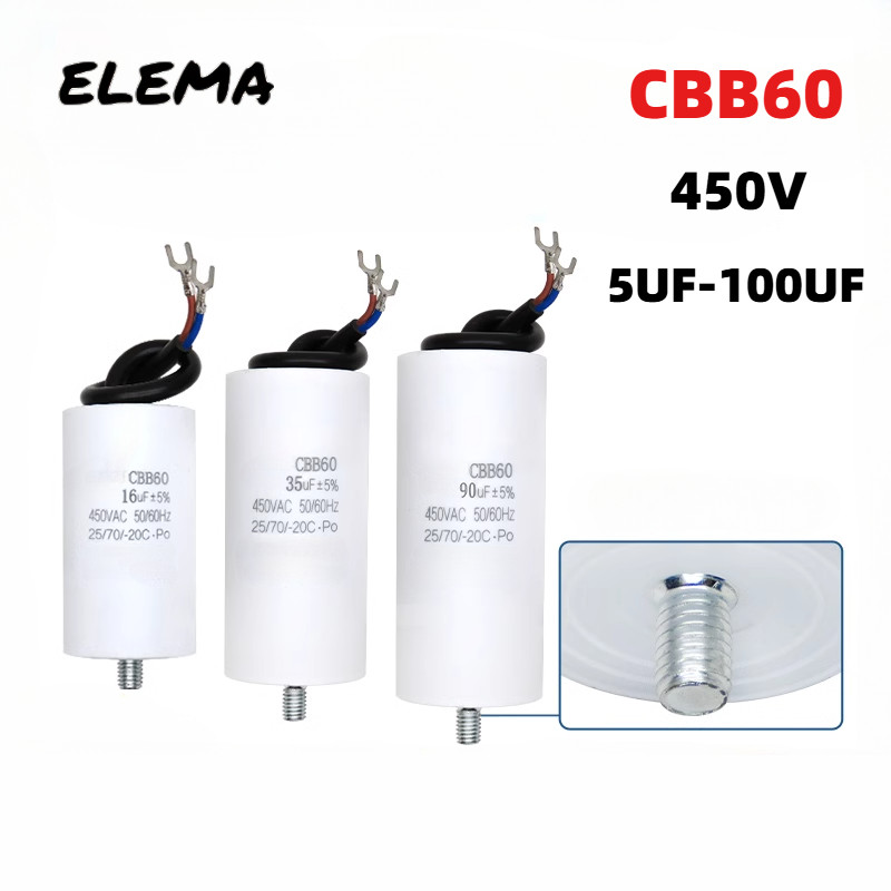 CBB60 450V Starting Capacitor Run Capacitor With Fixing Stud 5UF-100UF ...