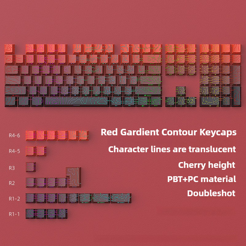 【Local Delivery】Red Black Gradient Contour Keycap Shine Cherry Profile ...
