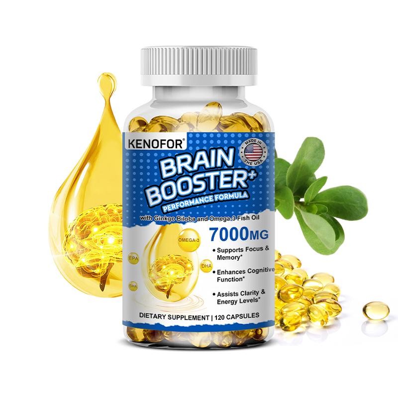 Ginkgo Biloba Supplement with Omega-3 Fish Oil, Vitamin B12, Purslane ...