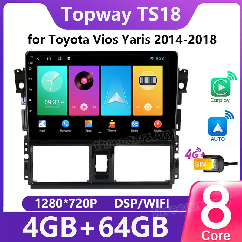 Topway TS18 (4G SIM Support) for Toyota Vios Yaris 2014-2018 Android ...