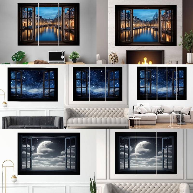 Open Window with Amsterdam Canal View Canvas, Amsterdam Wall Art, Faux ...