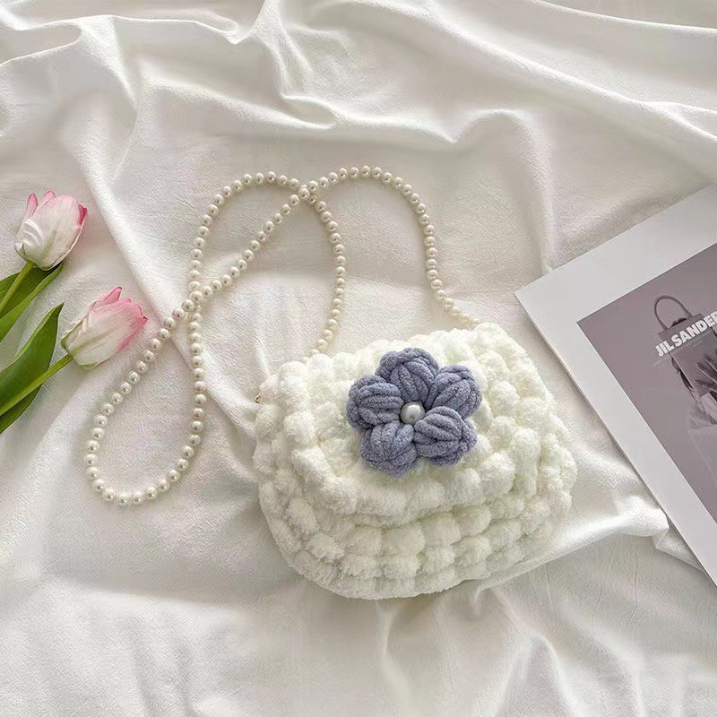 Puff Flower Saddle Bag Hand-Woven Bag diy Material Package Hand-Woven ...