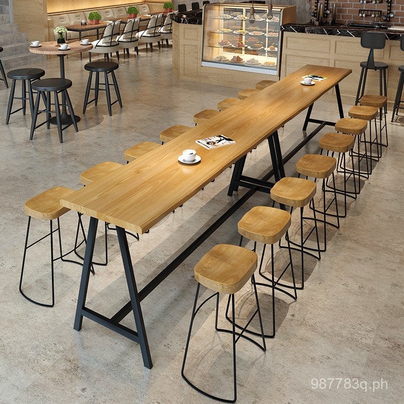 7K American-Style Solid Wood Bar Table and Chair Coffee Shop Milk Tea ...