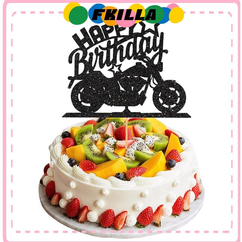 FKI Motorcycle Birthday Decorations, Motorbike Theme Black Motorcycle ...