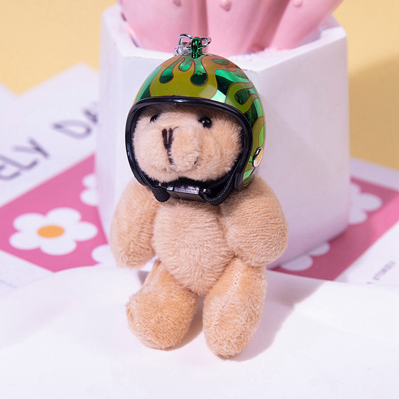 WY Korea Korea Ins Jewelry Cute Motorcycle Helmet Letter Bear Keychain ...