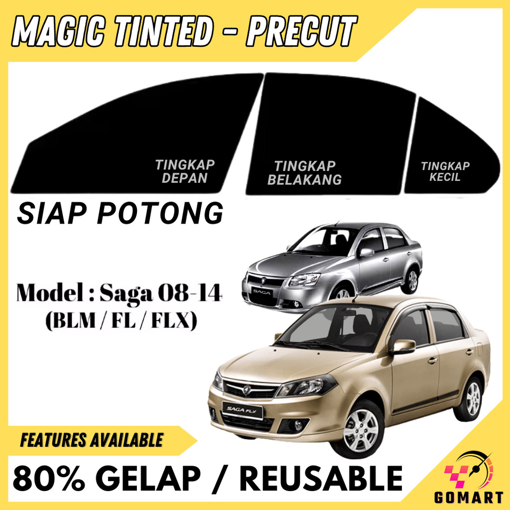 PROTON SAGA BLM FLX 2007-15 Window Precut Magic Tinted Hitam Gelap ...