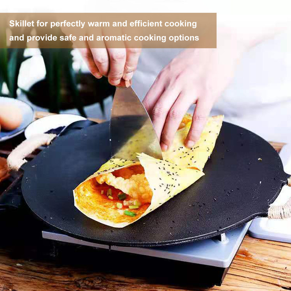 Cast iron grain pancake pan, iron plate frying pan, griddle, gas stove ...