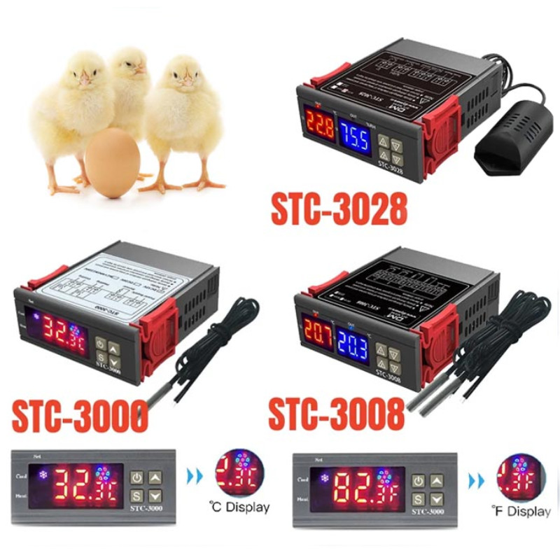 STC-3028 STC-3000 STC-3008 Digital Temperature and Humidity Controller Meter with Integrated ...