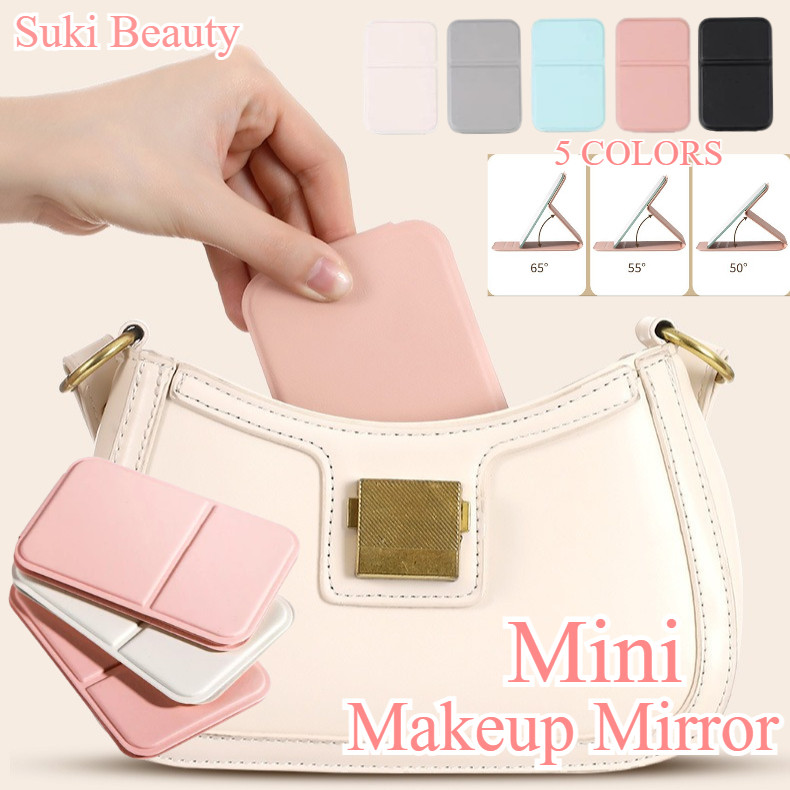 Foldable Mini Makeup Mirror Portable PU Leather Student Dormitory ...