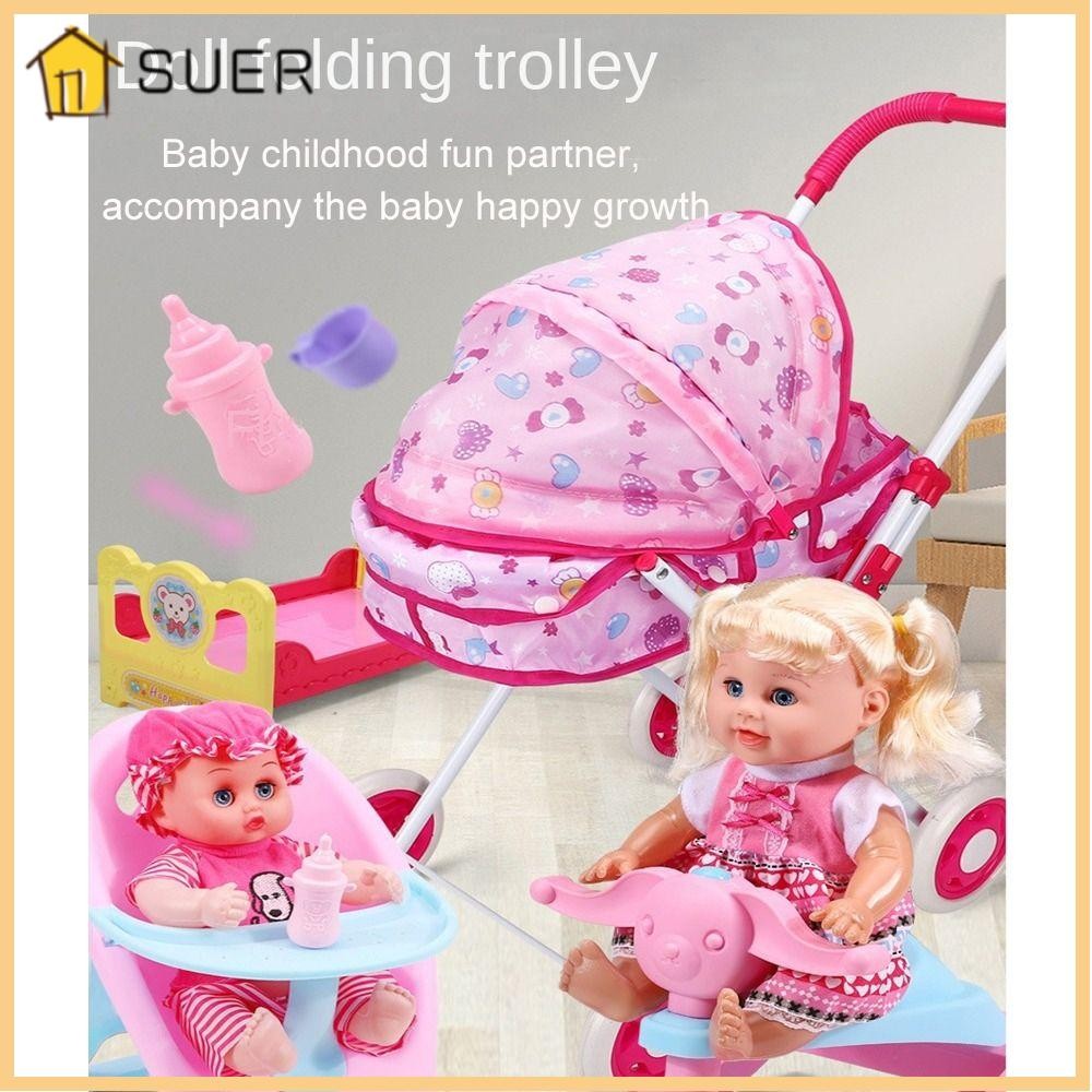 SUER1EN Dolls Pram, Play Game Plastic + Metal Baby Stroller, Trendy ...
