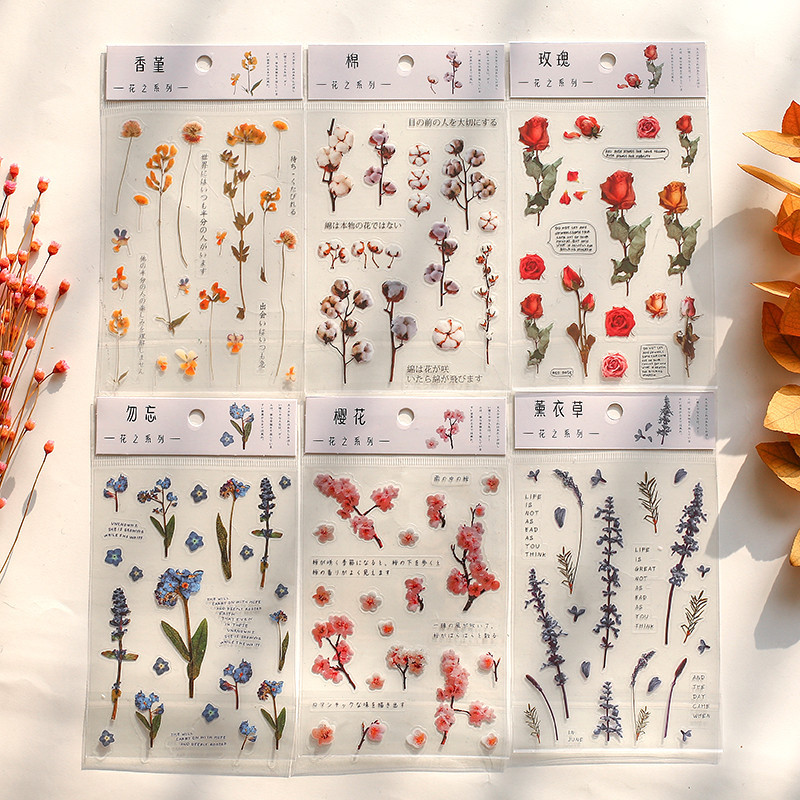 Natural Flower Stickers for Scrapbooking Self-Adhesive Scrapbooking ...