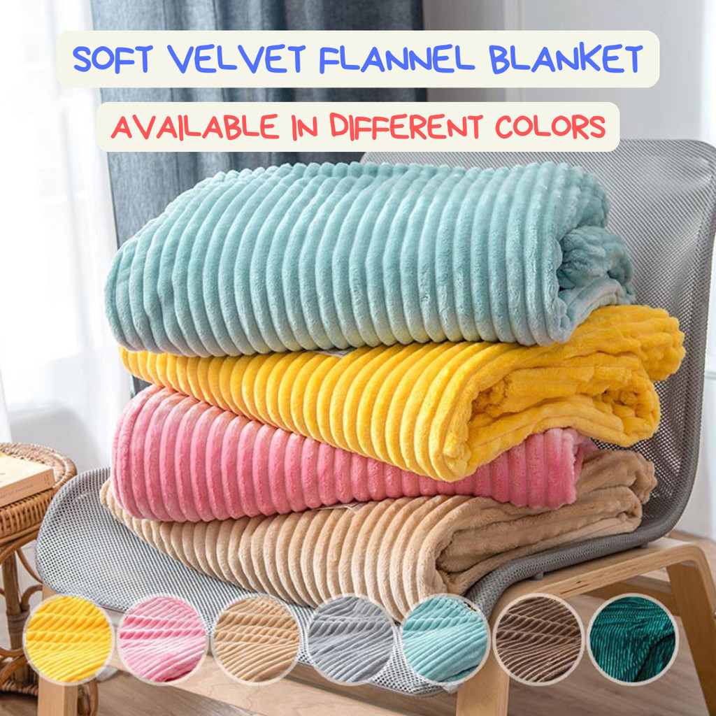 RJP Soft Velvet & Flannel Blanket – Cozy Striped Design for Bed or Sofa ...