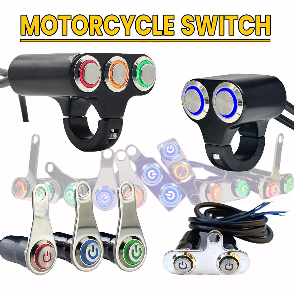 12V 22mm Waterproof Motorcycle LED Halo Switch Double ON-OFF Button ...