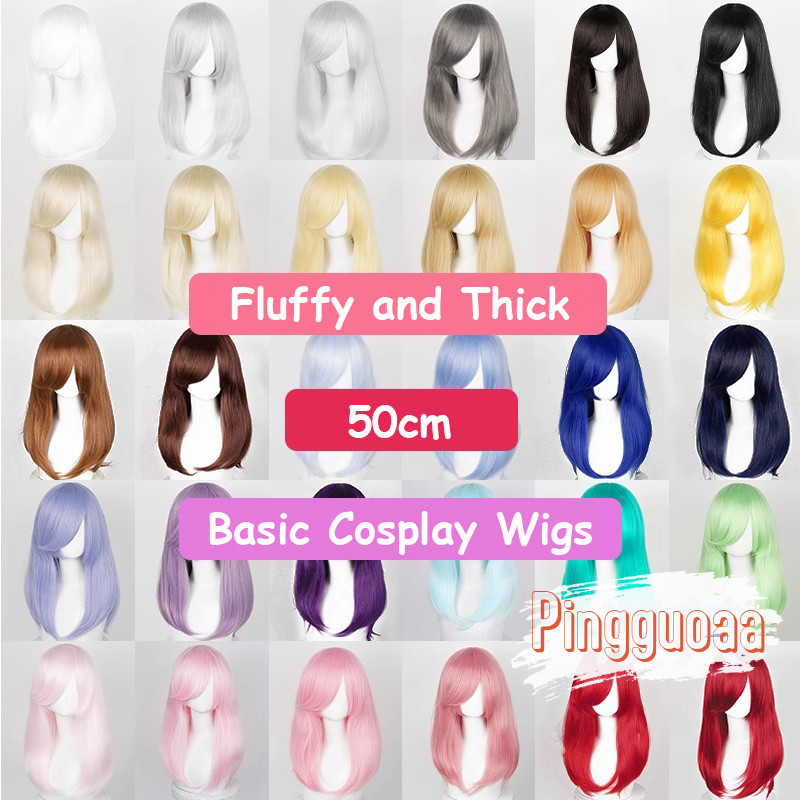 Women 50cm Thick Fluffy Wigs Universal Long Bangs Wigs Heat Resistant ...