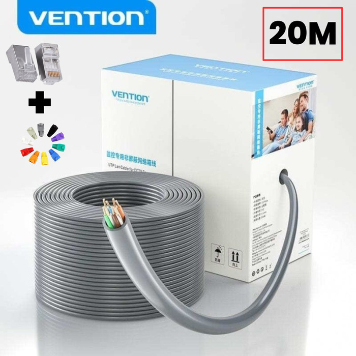 Vention LAN Cable Cat5e RJ45 Ethernet 20M Gray - IJCH305 | Shopee ...
