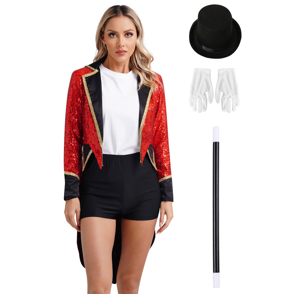 Women Halloween Circus Ringmaster Magician Showman Cosplay Performance ...