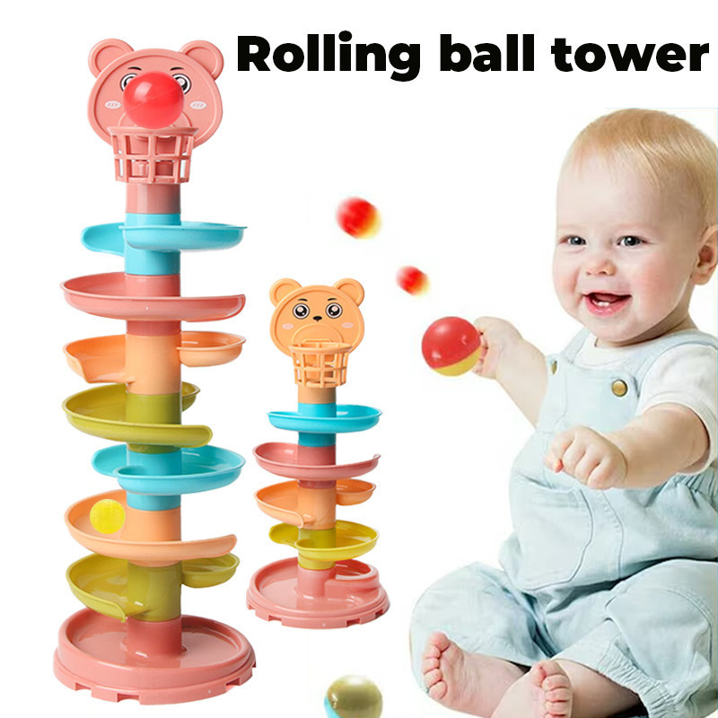 Geetoy 5/8 Layer Rolling Ball Pile Tower Rolling Track Toy Montessori ...