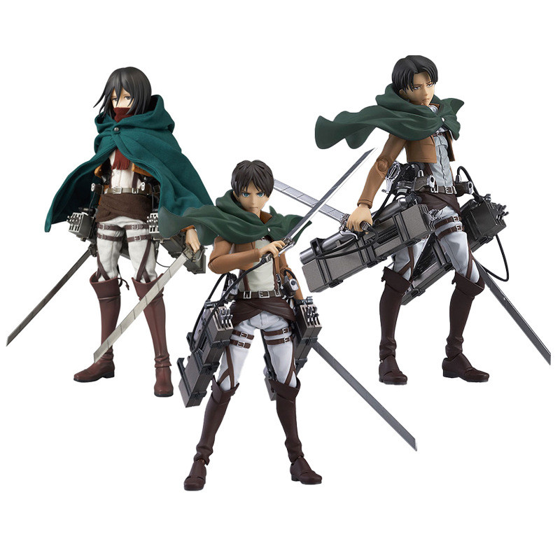 Attack on Titan Figma 213 Levi 207 Allen 203 Captain Mikasa Figure ...