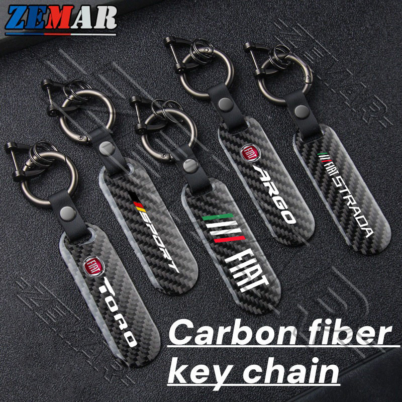 Fiat Car Keychain Carbon Fiber Hang Tag Key Buckle Motorcycle Key ...