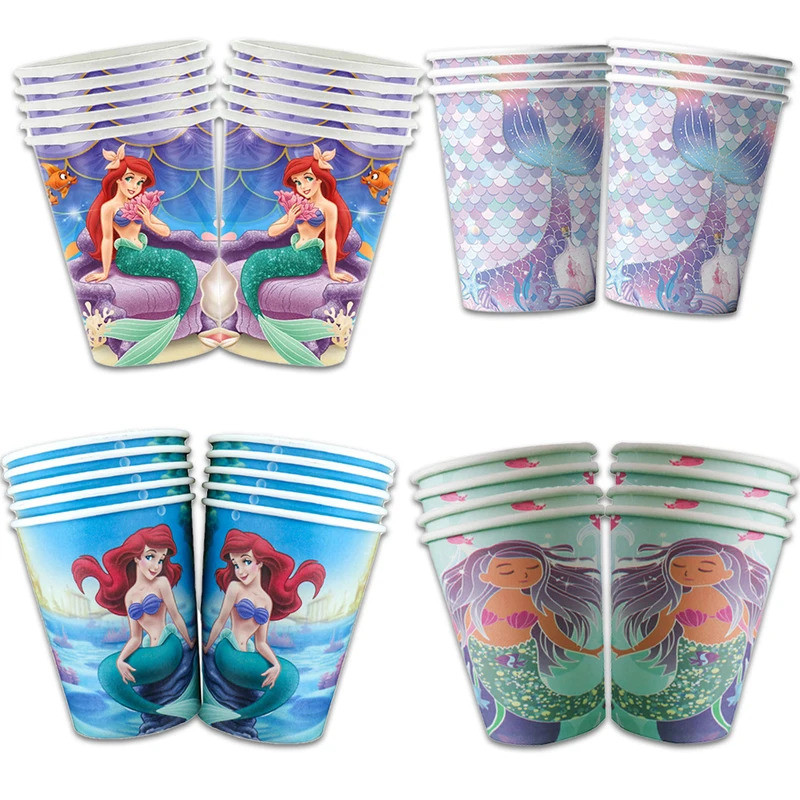 Little Mermaid Party Decoration 10pcs/lot Cups Girl Favor Children ...