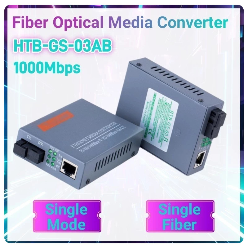 HTB-GS-03 A/B Gigabit Media Converter Ethernet Fiber Optical Converter Single Mode 1000Mbps ...