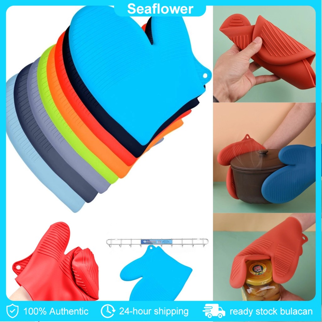 Heat Resistant Silicone Gloves Pot Holder Gloves for Kitchen Cooking ...