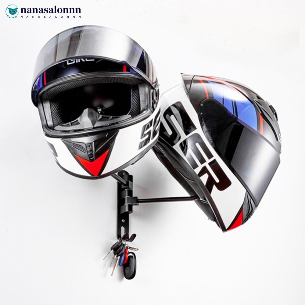 NANASALONNN Motorcycle Helmet Wall Mount Rack with Double Hook 180 ...