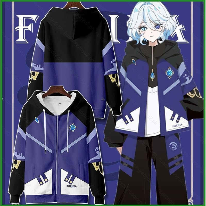 niko Anime Genshin Impact Jacket Furina Focalors 3D Coat Unisex Cosplay ...