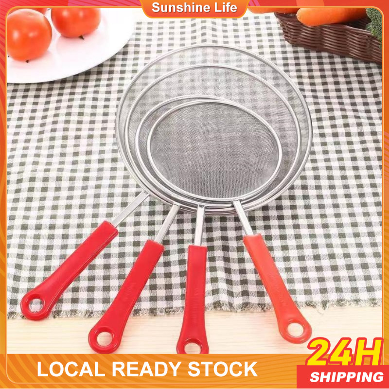 20CM Strainer Red Handle Stainless Steel Salaan Fine Mesh Basket ...
