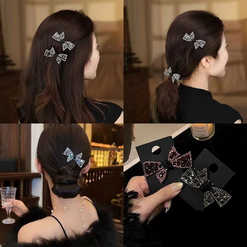 Two Sets of Sparkling Diamond Bow Bangs, Women's Side Clips, Commuting ...