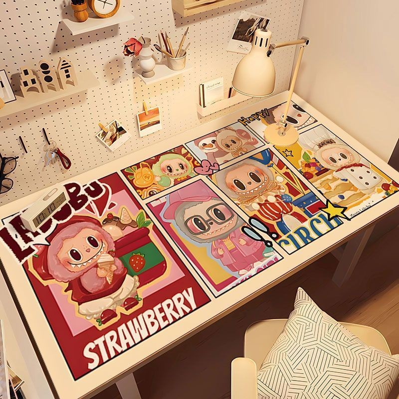 Labubu Cute Cartoon Leather Desk Mat - Thick Computer Mat for Girls ...