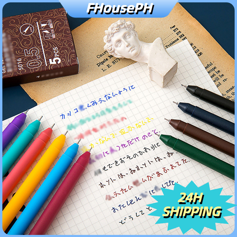 【FH】 0.5mm Colored 5pcs Gel Pen Set Pastel Color Pens Morandi Marker ...