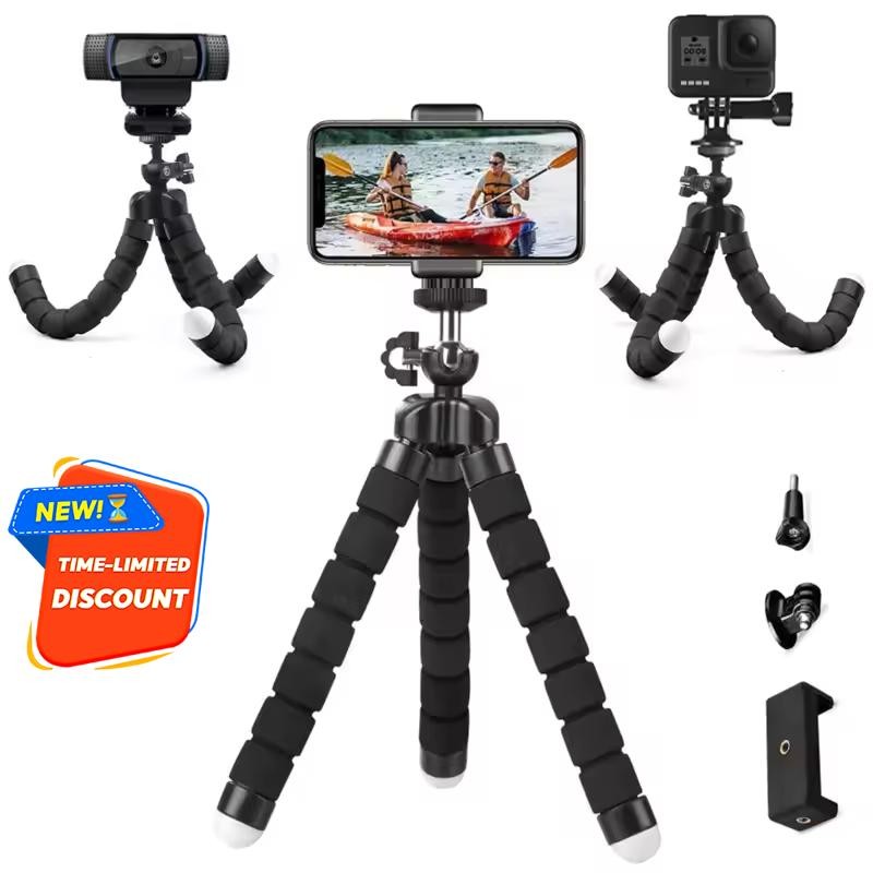 Sponge Octopus Universal Tripod with Phone Clip - Portable Camera ...