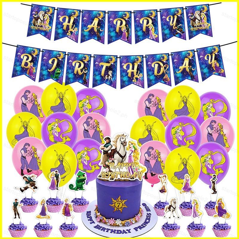 ST2 Tangled Rapunzel Theme kids birthday party decorations banner cake ...