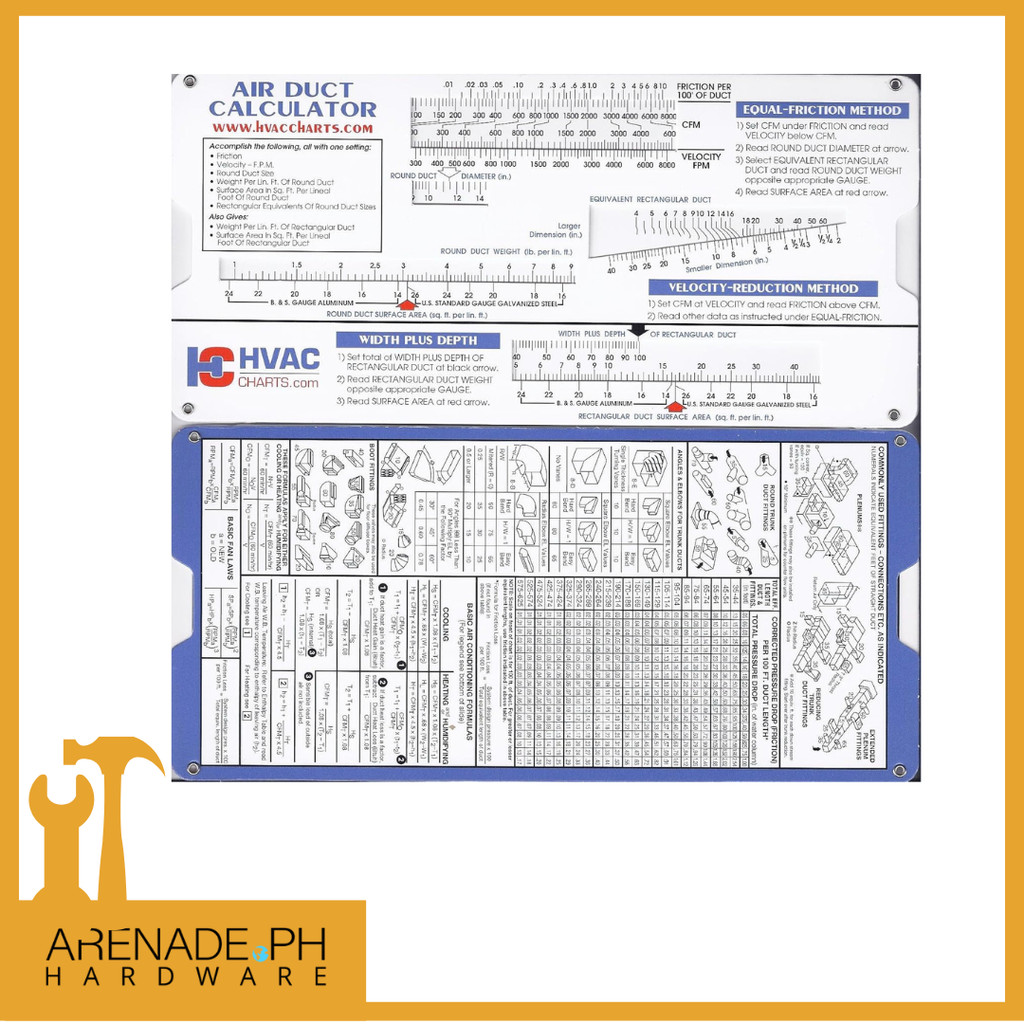 HVAC CHARTS Air Duct Sizing Calculator | Shopee Philippines