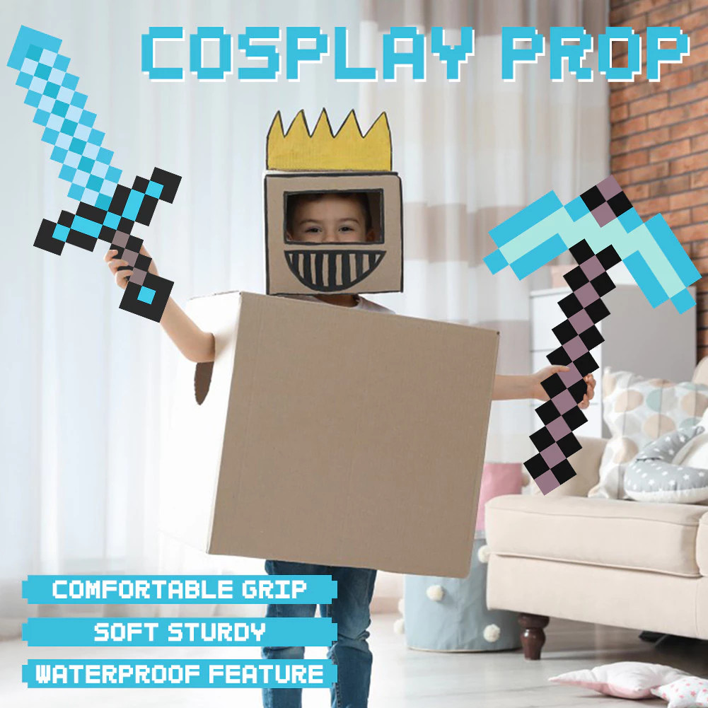 45cm Minecraft Toy EVA Foam Diamond Pickaxe Hamaxe Swords Game Model ...