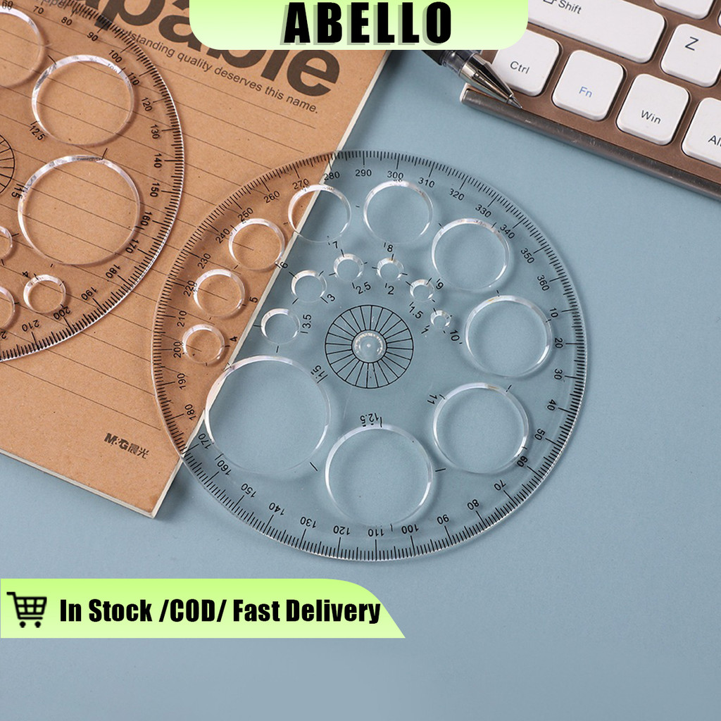 Round Ruler 360 Degree Protractor School Stationery Office Protractor ...
