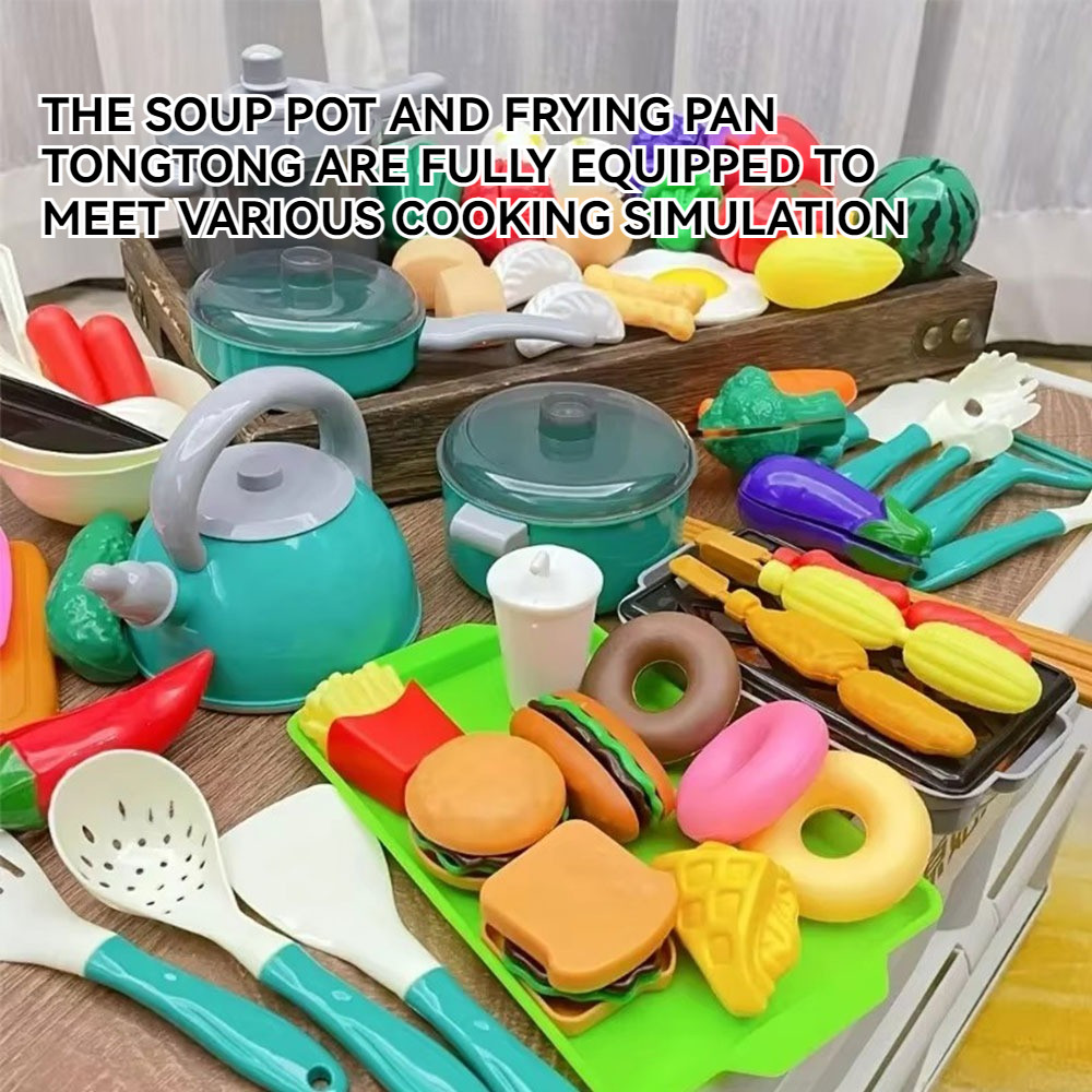 61Pcs Set Play House Kitchen Toy Girl Little Chef Role-playing Toy Pot ...