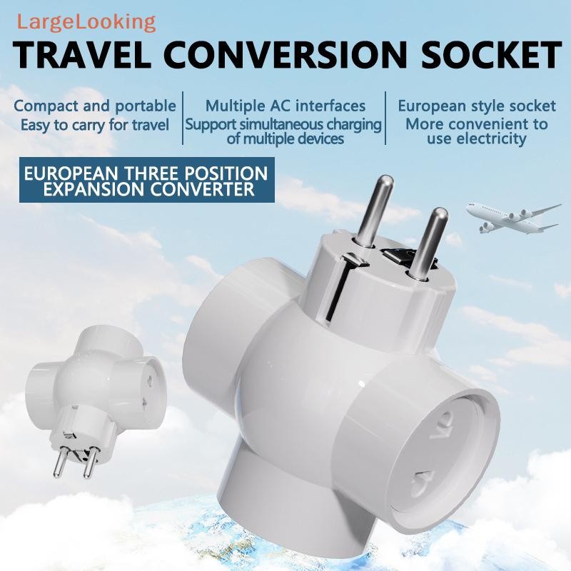 [LargeLooking] EU Electrical Socket 3 Outlets European Standard Adapter ...