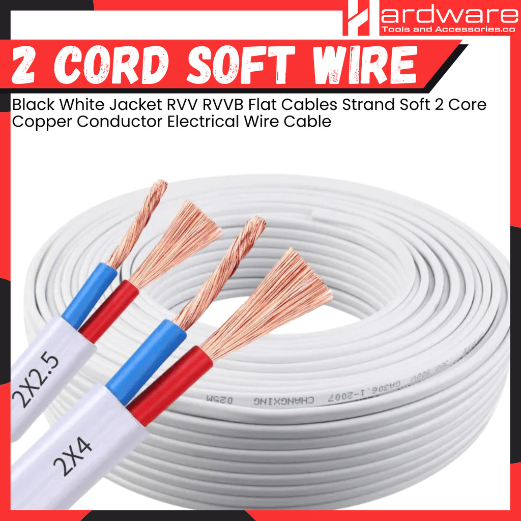 Soft Wire 2 Core Wire Soft Power RVV RVVB Waterproof Within 1000W (SOLD PER METER) Hardware ...